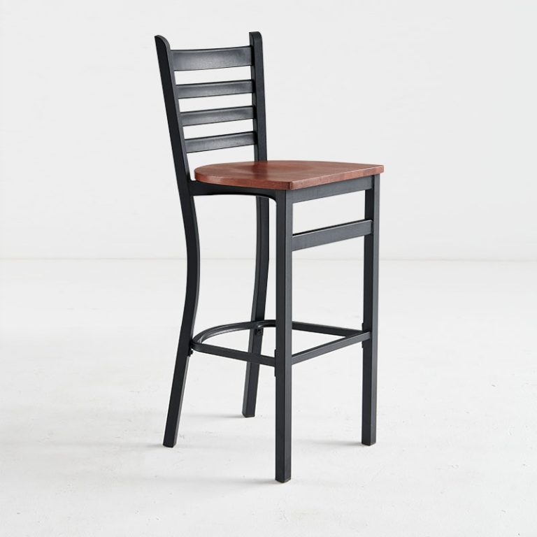 Bar stool with wood seat (B-59-BL-WS-WN) - Direct-Chairs Canada